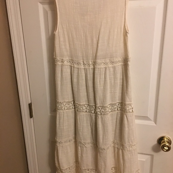 ODDY | Dresses | Nwt Oddy Midi Length Off White Dress Crocheted Trim ...